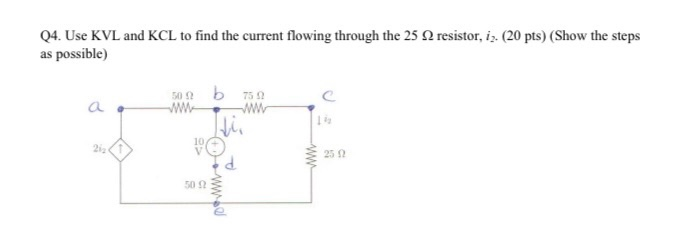 Solved Q4. Use KVL and KCL to find the current flowing | Chegg.com