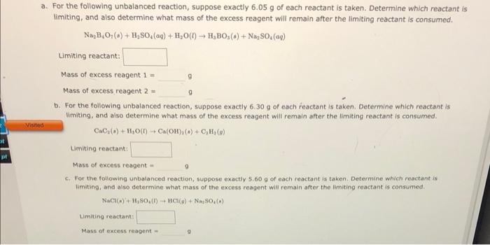Solved 9 A For The Following Unbalanced Reaction Suppose