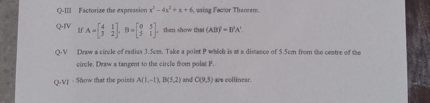 Solved Q-III Factorize the expression x3-4x2+x+6, ﻿using | Chegg.com