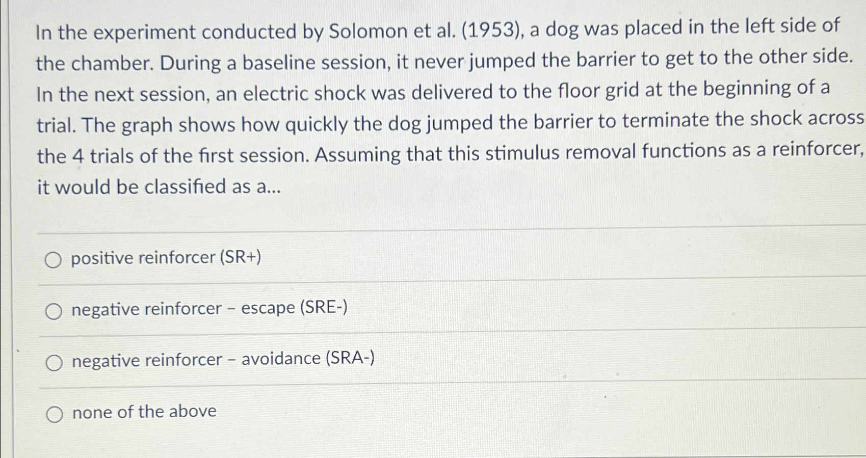Solved In the experiment conducted by Solomon et al. (1953), | Chegg.com