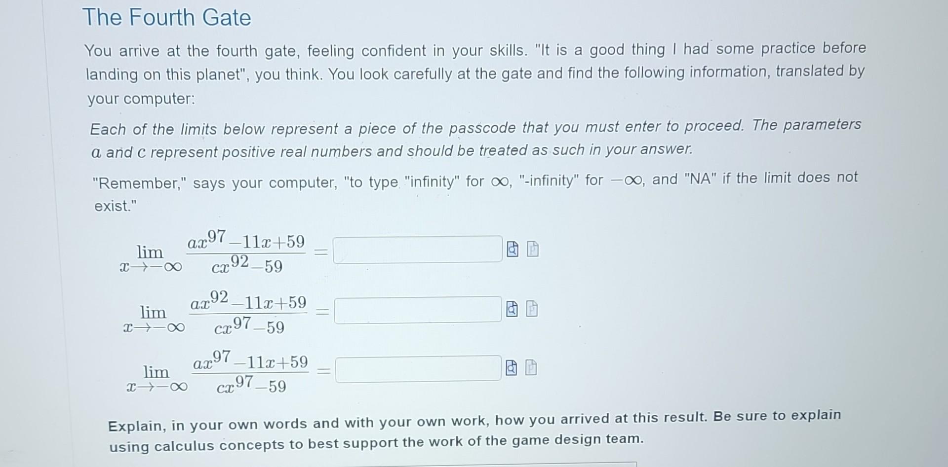 Solved You arrive at the fourth gate, feeling confident in | Chegg.com