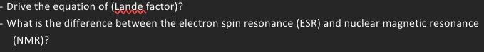 Solved Drive the equation of (Lande factor)? What is the | Chegg.com