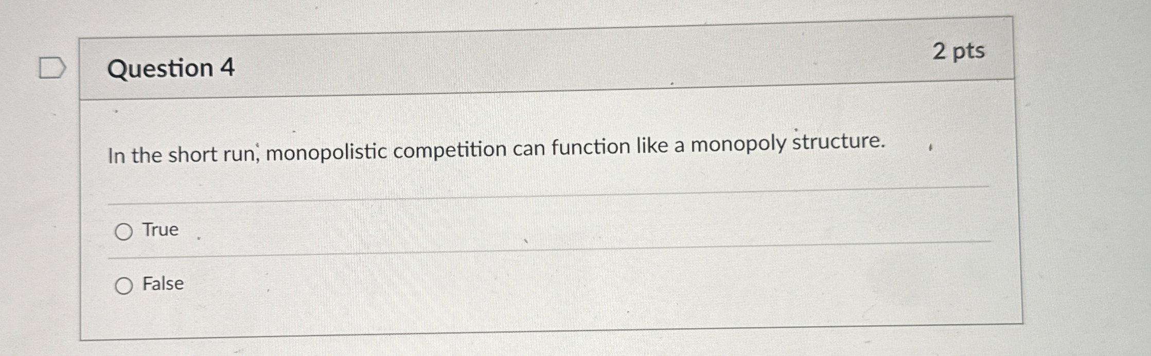 Solved Question 42 ptsIn the short run, monopolistic | Chegg.com Solved Question 42 ptsIn the short run, monopolistic | Chegg.com
