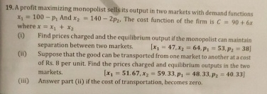 Solved A profit maximizing monopolist sells its output in | Chegg.com