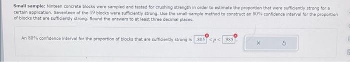 Solved Small sample: Ninteen concrete blocks were sampled | Chegg.com