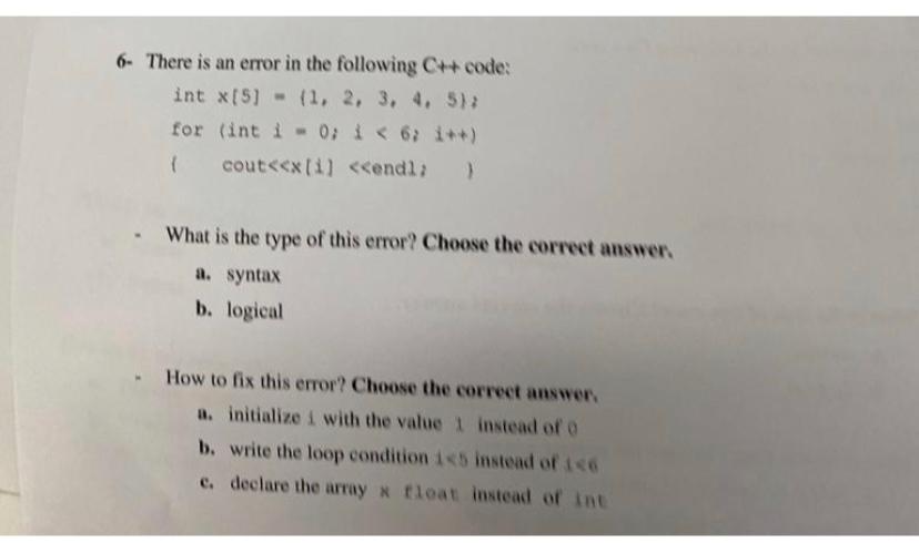 Solved There is an error in the following C++ ﻿code:int | Chegg.com