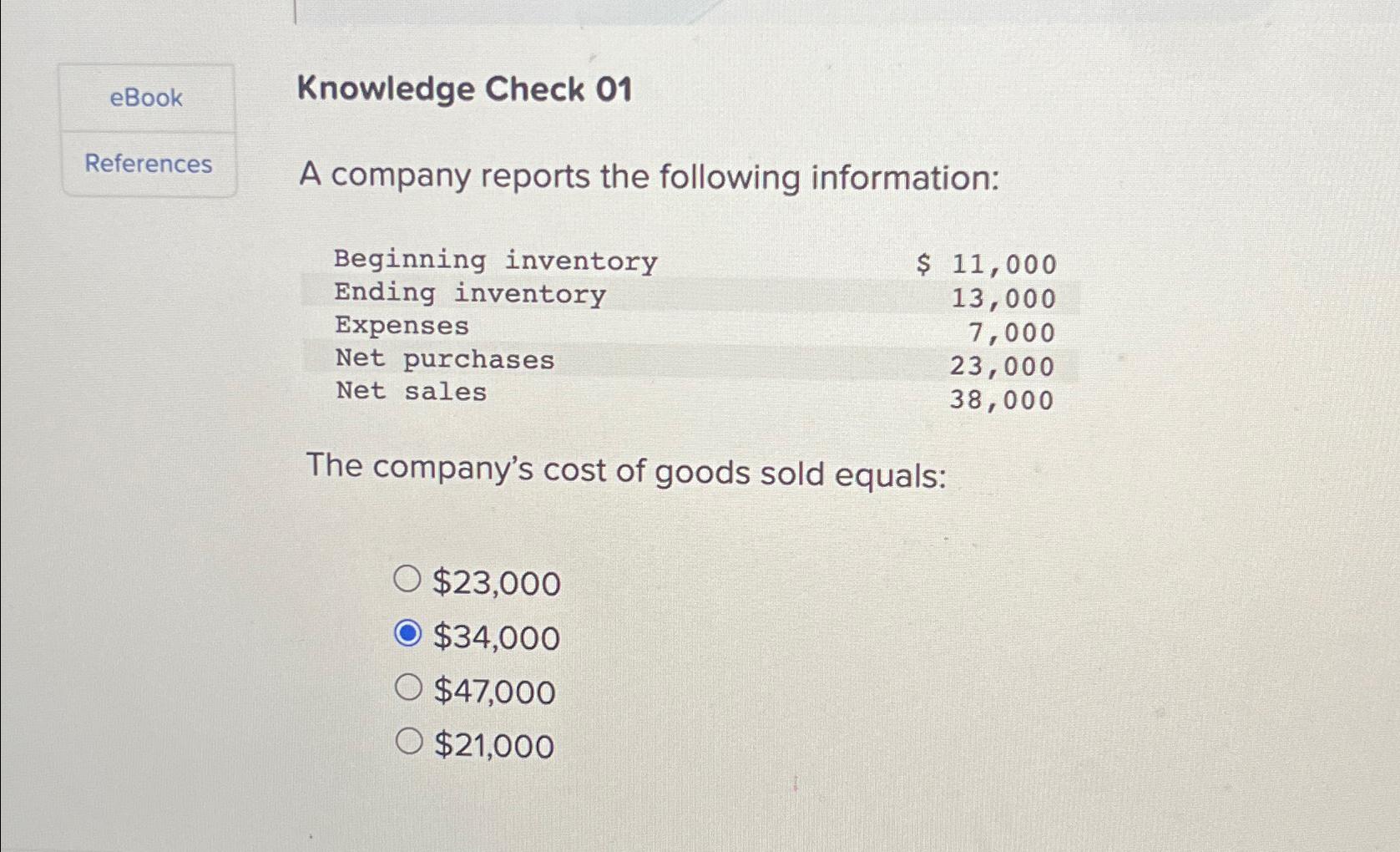 Solved \table[[eBook,Knowledge Check 01],[References,A | Chegg.com