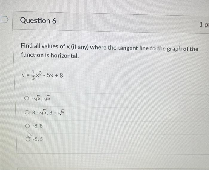 Solved Find all values of x (if any) where the tangent line | Chegg.com