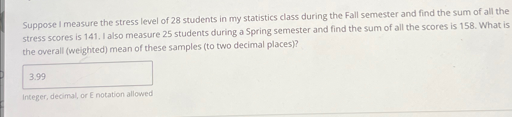 Solved Suppose I measure the stress level of 28 ﻿students in | Chegg.com