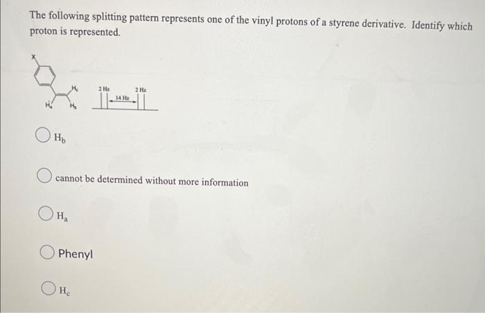 Solved The following splitting pattern represents one of the | Chegg.com