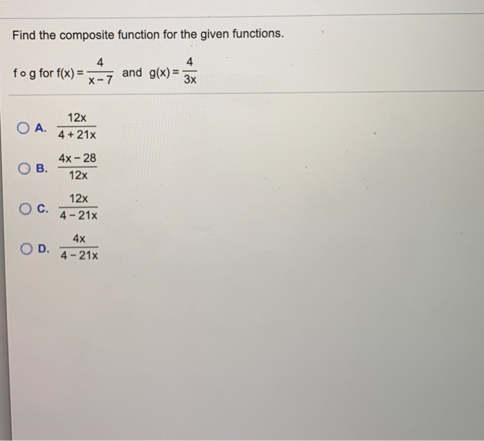 Solved Find the composite function for the given functions. | Chegg.com