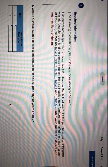 Solved Saved Help Save & Exit Check my Required information | Chegg.com