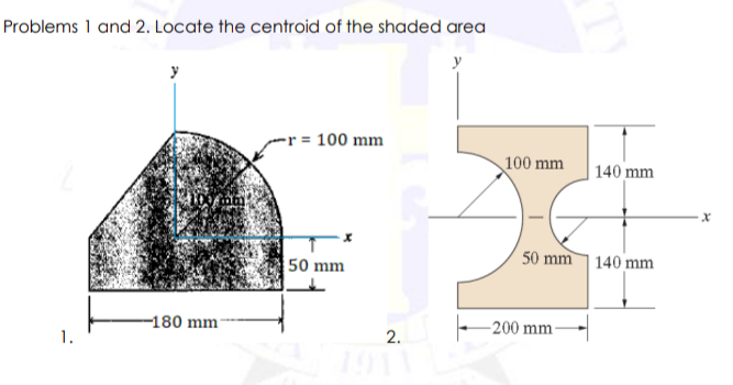 Solved Problems 1 and 2. Locate the centroid of the shaded | Chegg.com