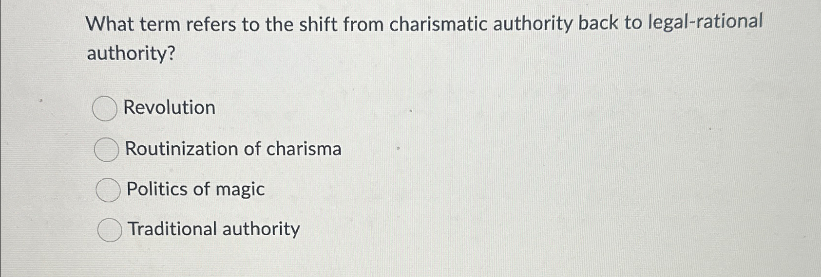 Solved What term refers to the shift from charismatic | Chegg.com