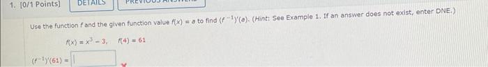 Solved Use the function f and the given function value | Chegg.com
