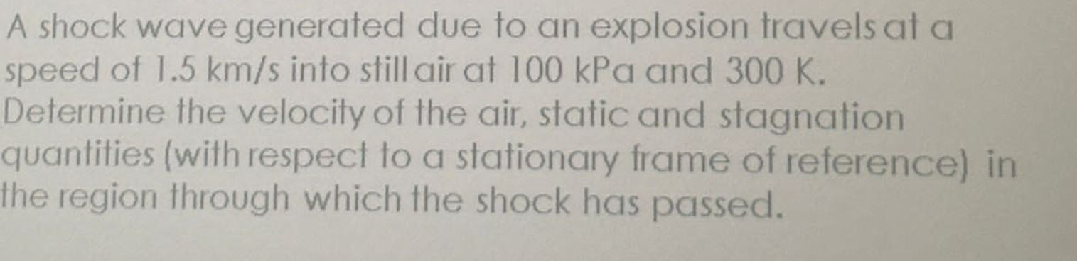 Solved A shock wave generated due to an explosion travels at | Chegg.com