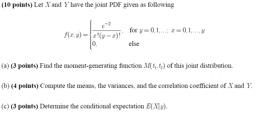 Solved (10 ﻿points) ﻿Let x ﻿and Y ﻿have the joint PDF given | Chegg.com