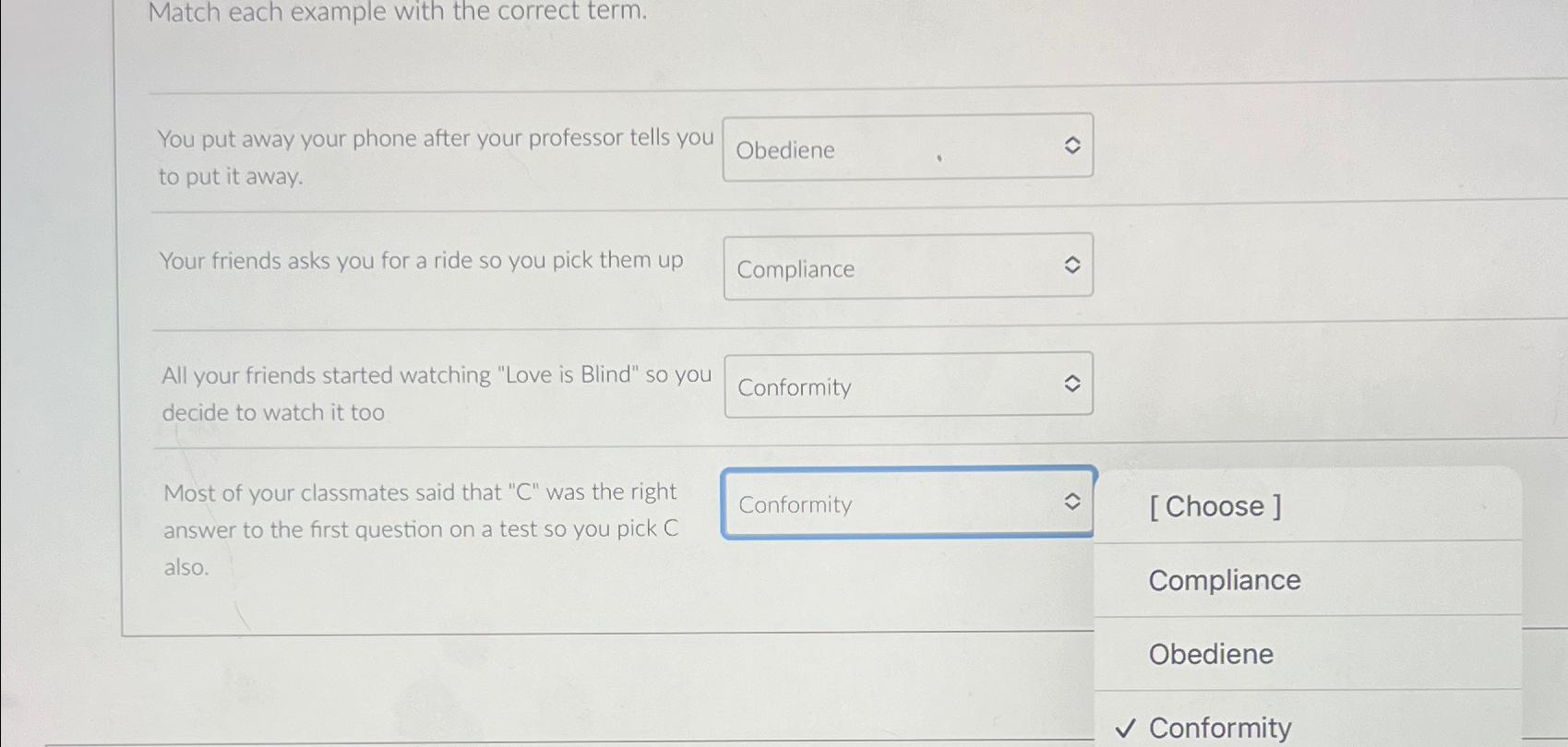Solved Match each example with the correct term.You put away | Chegg.com