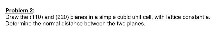 Solved Problem 2: Draw the (110) and (220) planes in a | Chegg.com