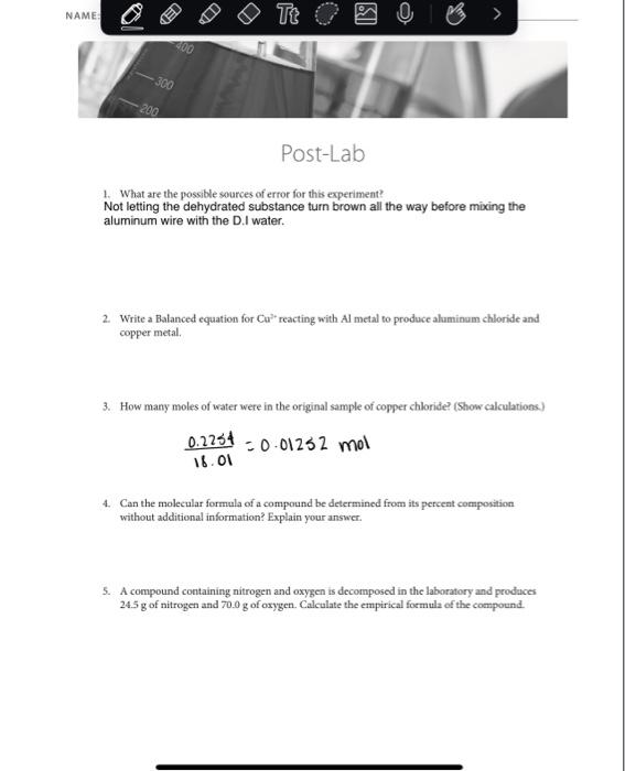 Solved 1. What are the possible sources of error for this | Chegg.com