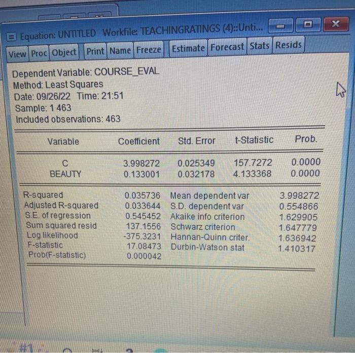 Solved III Empirical Note: Include Eviews output for each | Chegg.com
