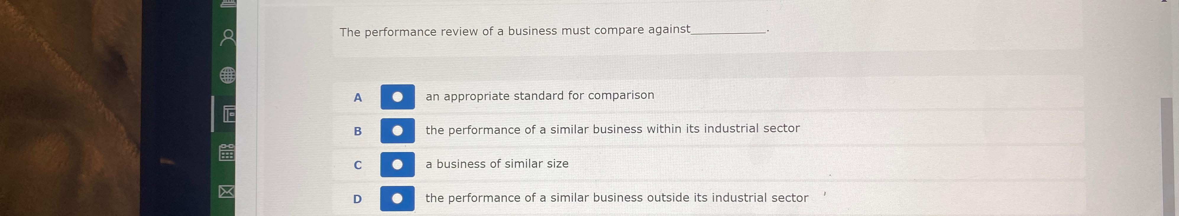 Solved The performance review of a business must compare | Chegg.com