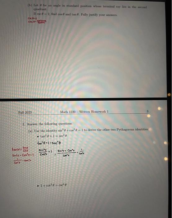 Solved (b) Simplify the trigonometric expression below. Your | Chegg.com