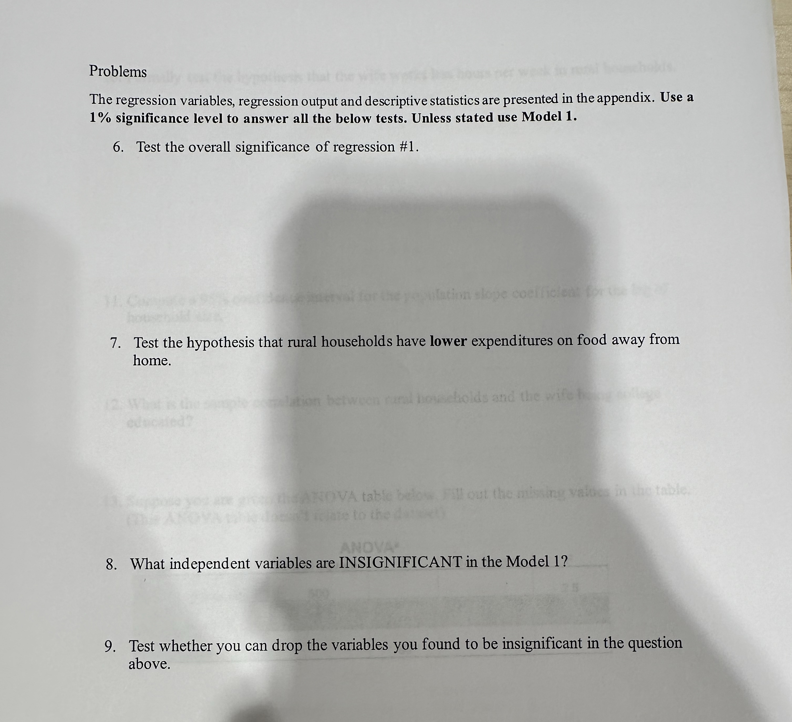 ProblemsThe regression variables, regression output | Chegg.com