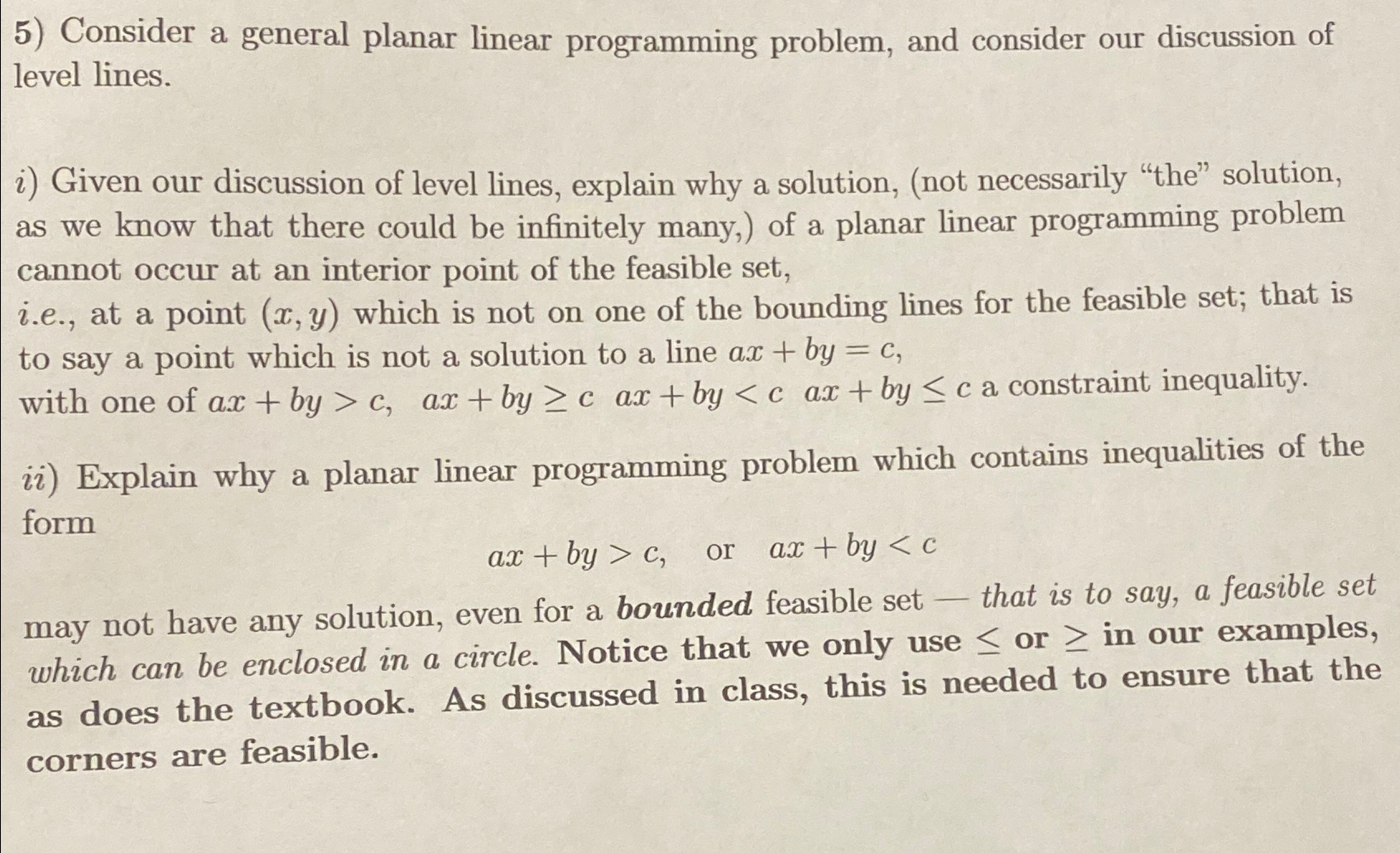 Solved Consider a general planar linear programming problem, | Chegg.com