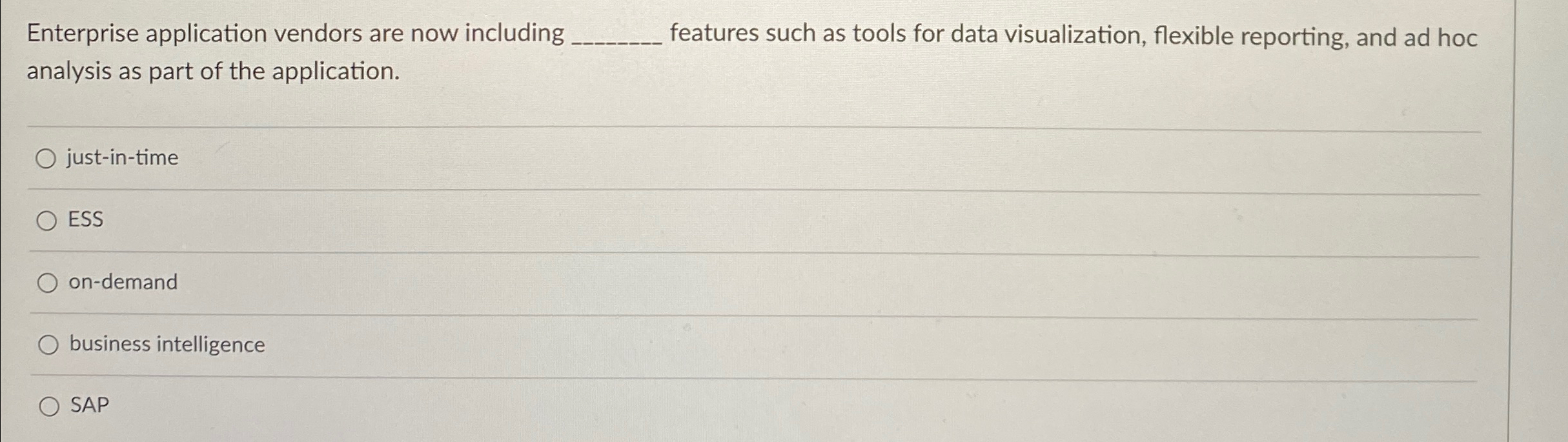 Solved Enterprise application vendors are now including | Chegg.com