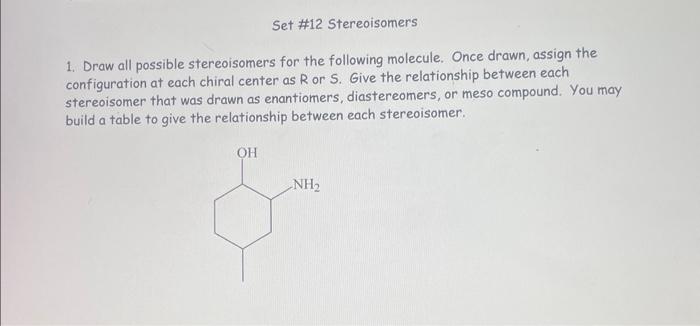 Solved 1. Draw all possible stereoisomers for the following | Chegg.com