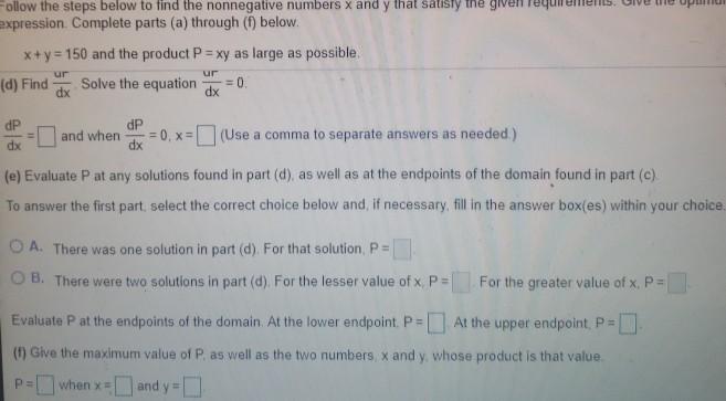 Solved Follow the steps below to find the nonnegative | Chegg.com