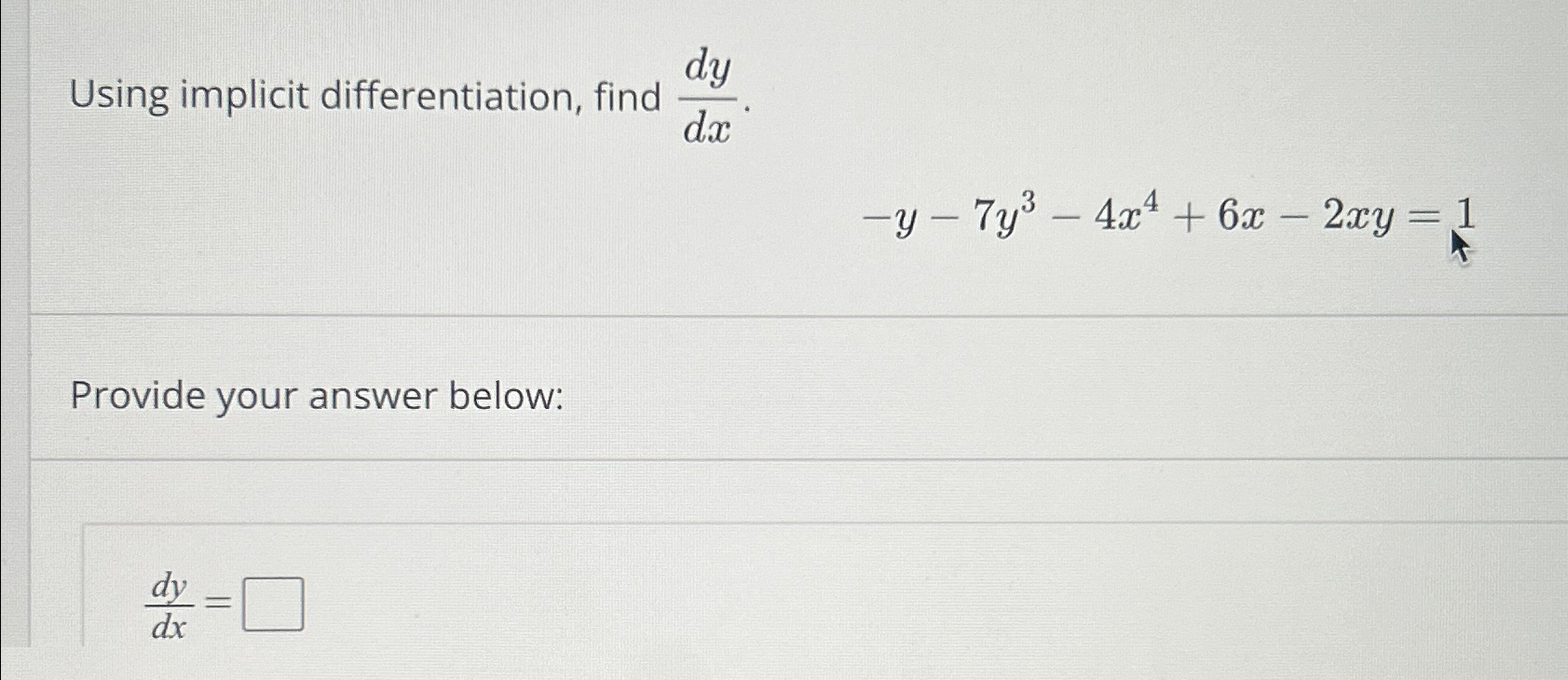 Solved Using implicit differentiation, find | Chegg.com