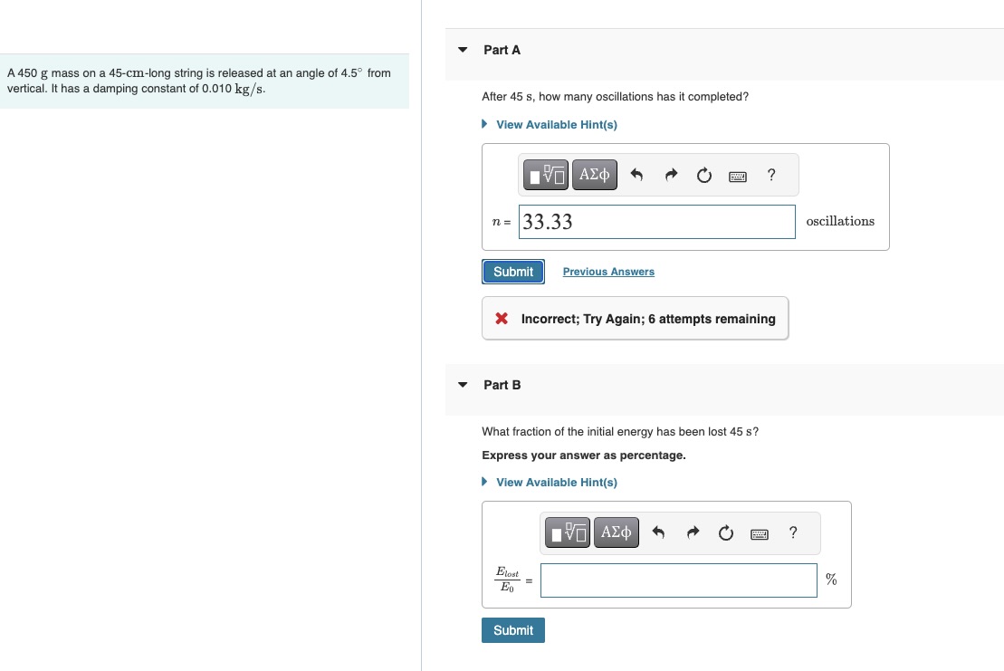 Solved A 450g ﻿mass on a 45-cm-long string is released at an | Chegg.com