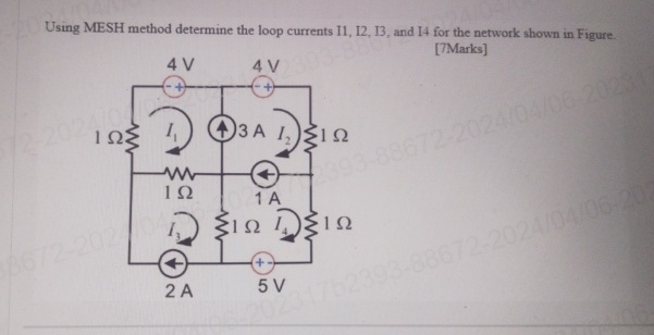 Solved Using Mesh Method Determine The Loop Currents I1 0819