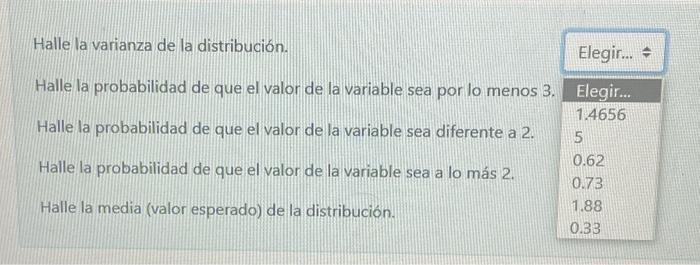 Solved Considere la siguiente distribución de | Chegg.com