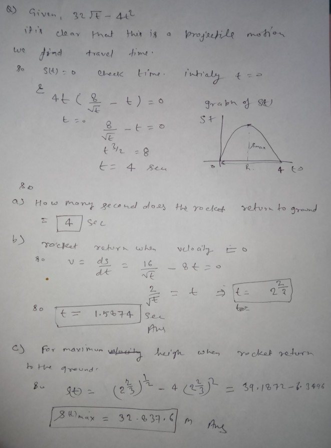 Solved A toy rocket launched vertically into the air has | Chegg.com