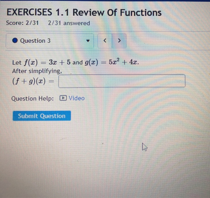 Solved EXERCISES 1.1 Review Of Functions Score: 2/31 2/31 | Chegg.com