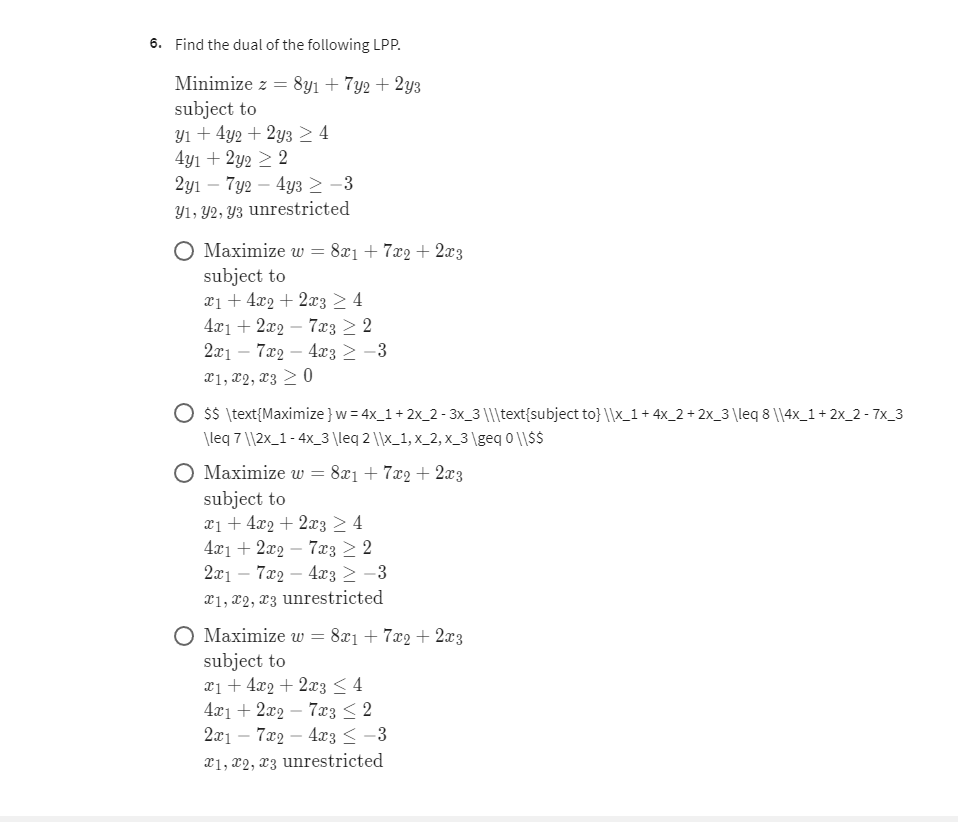 Solved Find the dual of the following LPP. ﻿Minimize | Chegg.com