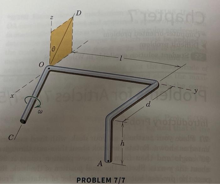 Solved 7/7 A slender rod bent into the shape shown rotates | Chegg.com