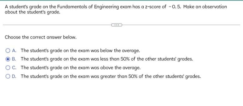 Solved A student's grade on the Fundamentals of Engineering | Chegg.com