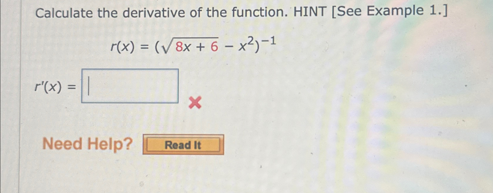 Solved Calculate the derivative of the function. HINT [See | Chegg.com