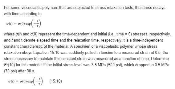 Solved For some viscoelastic polymers that are subjected to | Chegg.com