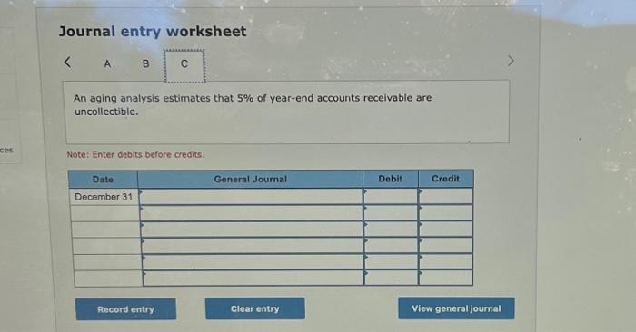 Solved Journal entry worksheet Bad debts are estimated to be | Chegg.com