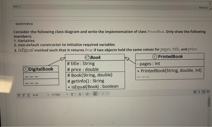 Solved Pathp Words0 Question 6 Consider The Following Class 