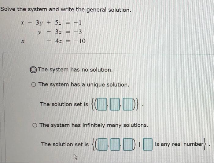 Solved Solve the system and write the general solution. 1 x | Chegg.com