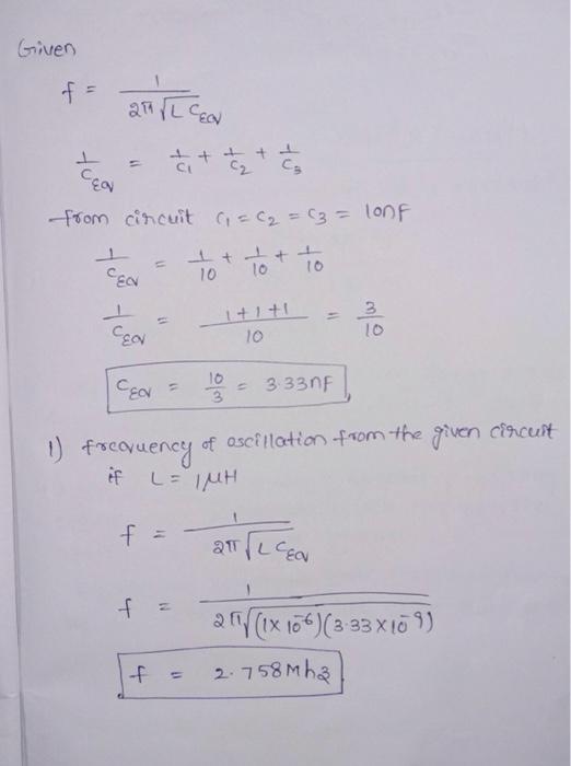 Solved Lab Work Clapp Oscillator using BJT transistor The | Chegg.com