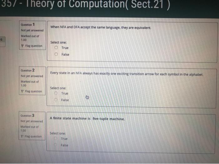 Solved 357 - Theory of Computation Sect.21 ) When NFA and | Chegg.com