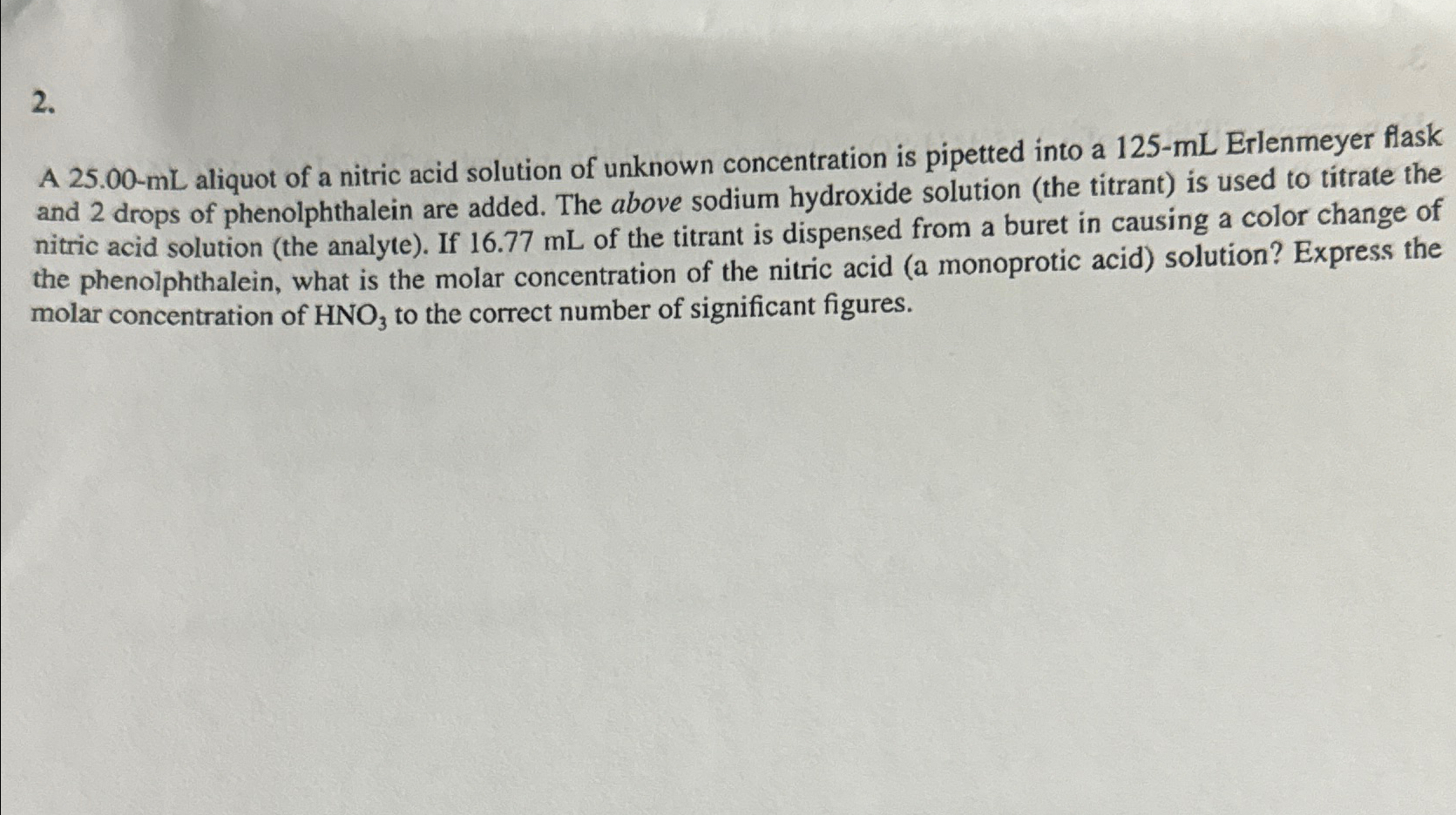 Solved A 25.00-mL ﻿aliquot of a nitric acid solution of | Chegg.com