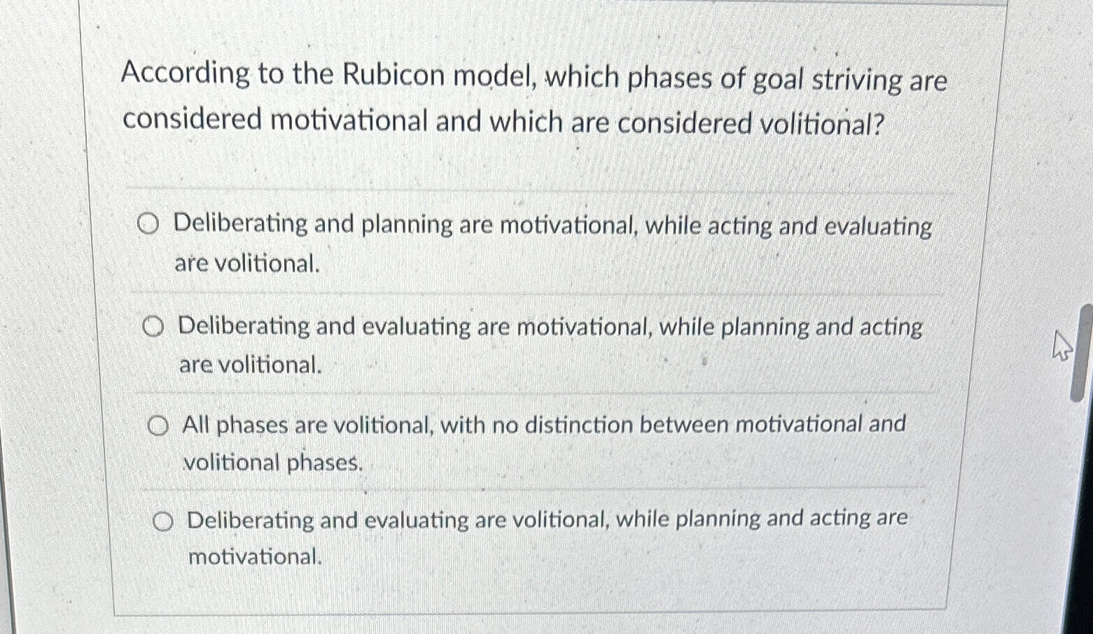Solved According to the Rubicon model, which phases of goal | Chegg.com
